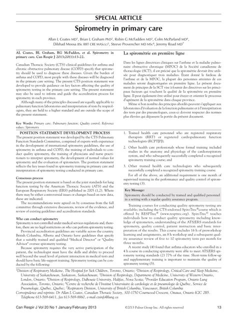 Pdf Spirometry In Primary Care
