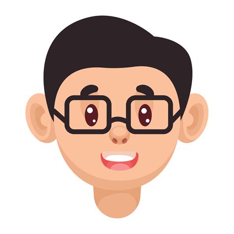 Asian Man With Glasses Head 10530109 Vector Art At Vecteezy