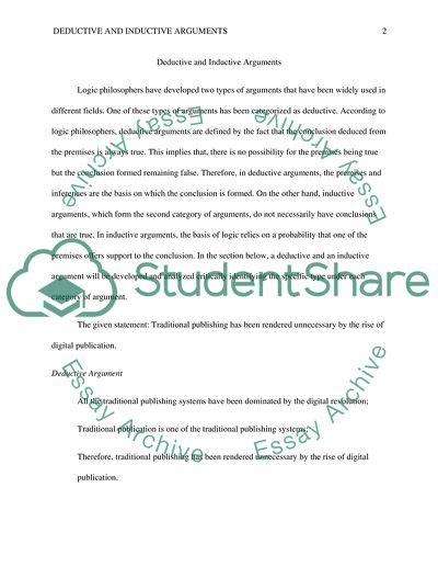 Create An Inductive And Deductive Argument Essay