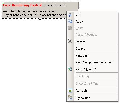 Error Rendering Control When Adjusting Properties Of The Asp Net Server Control Barcodefaq