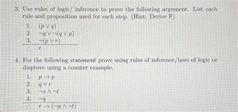 Solved 3 Use Rules Of Logic Inference To Prove The