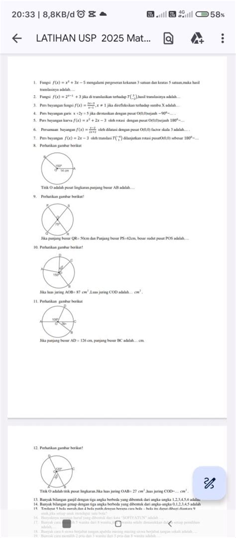 20 33 8 8kb D ©̌ 飞웂 Iil4 G58 Latihan Usp 2025 Mat 1 Fungsi F