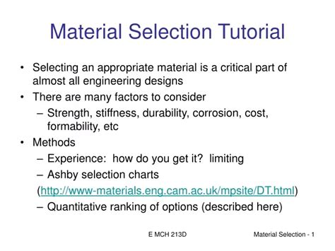 PPT Rational Material Selection Tutorial For Design Engineering PowerPoint Presentation ID