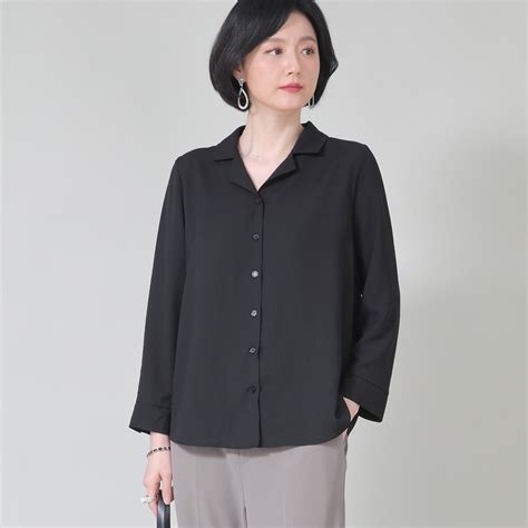 컨버터블 카라 여성 봄 가을 긴팔 쉬폰 단추 셔츠 남방 정장 블라우스 B10326 애비뉴투지