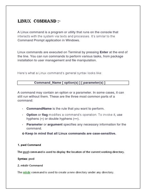 Linux Command The Pwd Command Is Used To Display The Location Of The