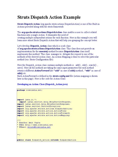 Struts Dispatch Action Example Pdf Method Computer Programming