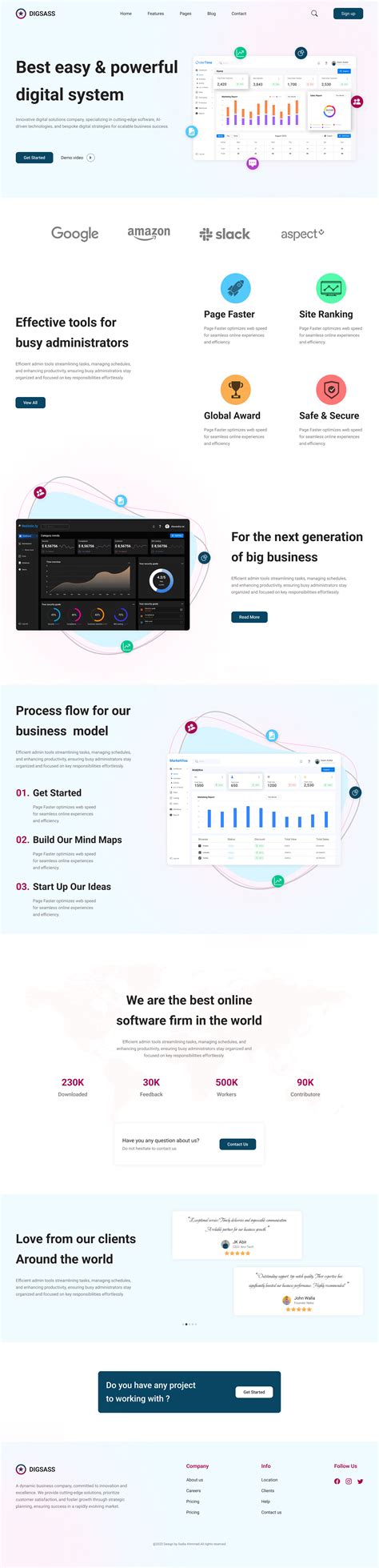 Sass Landing Page UI Website Design Behance