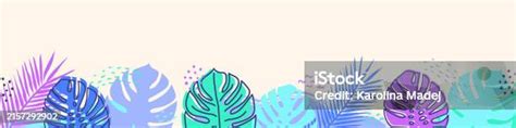 손으로 그린 나뭇잎이 있는 추상적인 여름 배너입니다 파노라마 헤더 벡터 일러스트 레이 션 개념에 대한 스톡 벡터 아트 및 기타