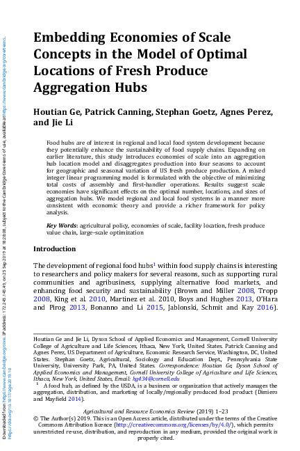 Pdf Embedding Economies Of Scale Concepts In The Model Of Optimal Locations Of Fresh Produce