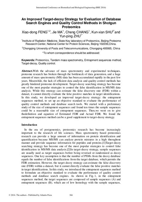 Pdf An Improved Target Decoy Strategy For Evaluation Of Database Search Engines And Quality
