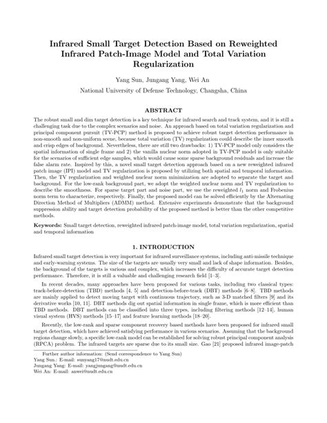 pdf infrared small target detection based on reweighted infrared