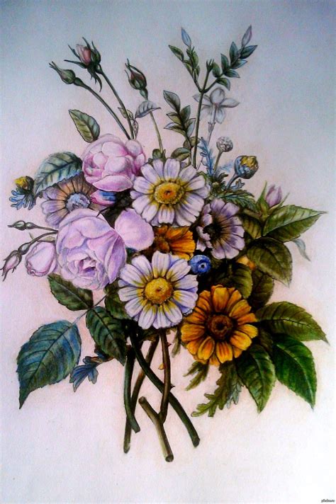 Рисунок цветным карандашом цветы: Как нарисовать цветы поэтапно. Пион ...