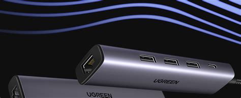 Ugreen 60554 Usb 3 0 To Ethernet Adapter 5 In 1 Multiport Hub With Gigabit Rj45 And Type C