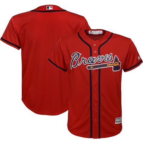 Youth Atlanta Braves Majestic Scarlet Alternate Cool Base Jersey