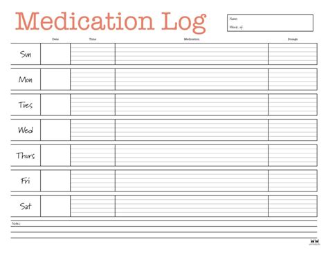 Free Printable Medication Log Template Free Templates