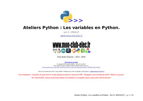 Ateliers Python Les Variables En Python