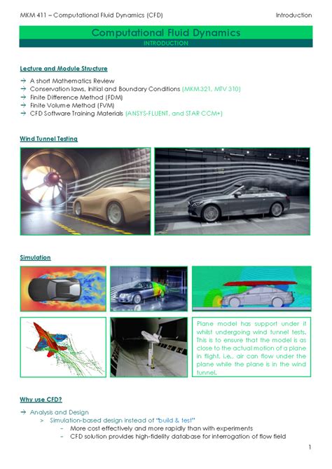 Introduction Lecture Summary Computational Fluid Dynamics