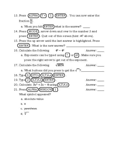 Ti 84 Introduction Activity By Suzette Clark Tpt