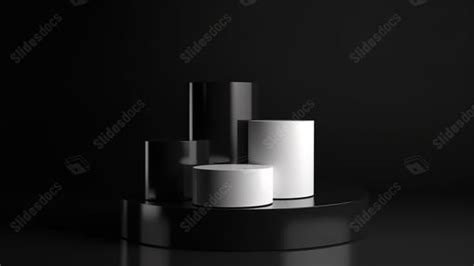 Three Black Cylindrical Objects On Top Of A Black Powerpoint Background