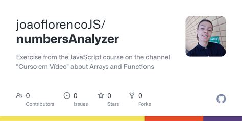 Github Joaoflorencojs Numbersanalyzer Exercise From The Javascript Course On The Channel