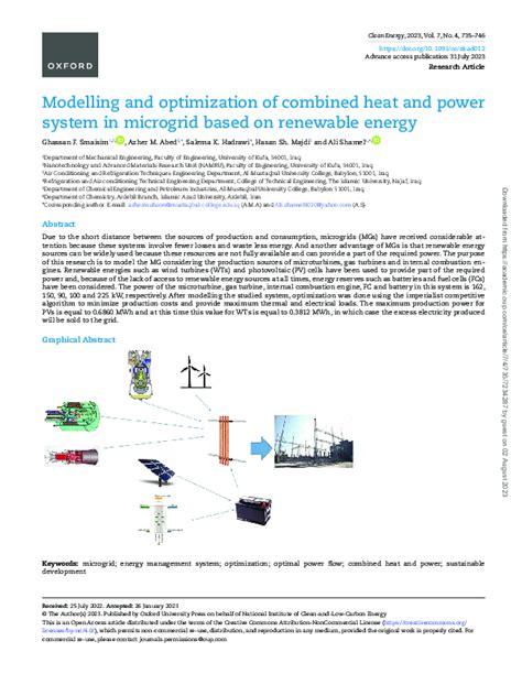 Pdf Modelling And Optimization Of Combined Heat And Power System In Microgrid Based On