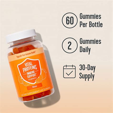 Vital Proteins Immune Gummies Zinc Vitamin C And Ginger Extract To Support Immune Health 60
