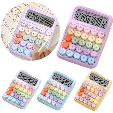 Creative Colorful Candy Colored Electronic Calculator 4 Function Calculator 12 Digits Lcd