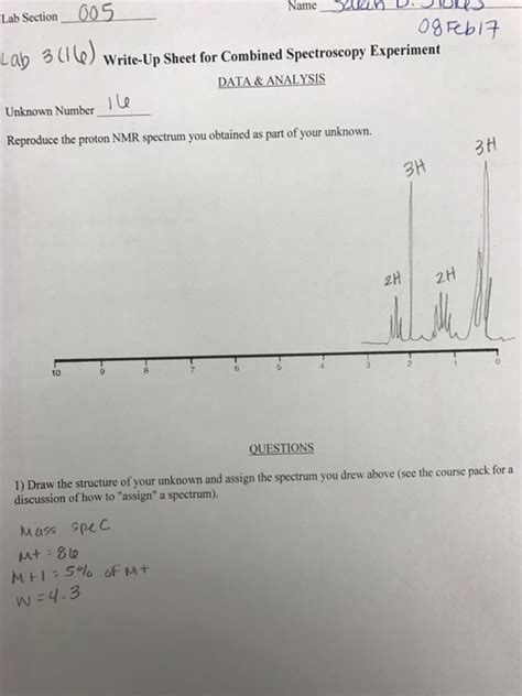 Solved Reproduce The Proton NMR Spectrum You Obtained As Chegg