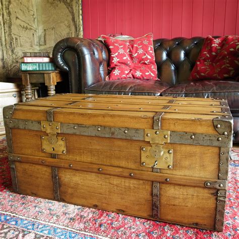 Reclaimed Antique Trunk Coffee Table Victorian Steamer Trunk Rustic