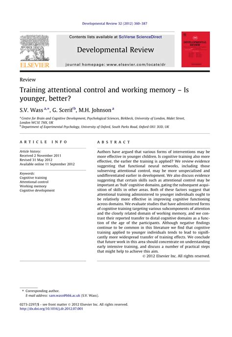 Pdf Training Attentional Control And Working Memory Is Younger Better