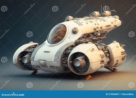 Wondrous Futuristic Small Sci Fi Space Racer With Engine For Space Racing Stock Illustration