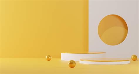 3d 배경 제품 무대 3d 렌더링에 화장품을 표시하는 연단 스탠드가 있는 기하학적 플랫폼 흰색 배경이 있는 받침대 장면 표시 프리미엄 사진