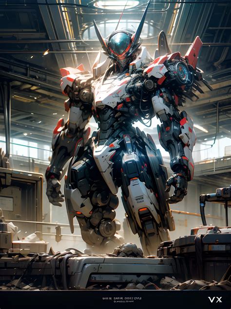 큰 물체가 있는 건물에 서 있는 로봇의 클로즈업 Seaart Ai