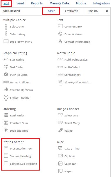 Section Headings QuestionPro Survey Tools