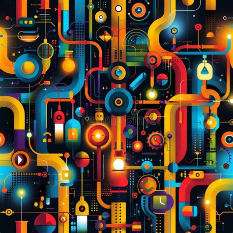 Colorful Abstract Digital Design Featuring Vibrant Lines And Shapes