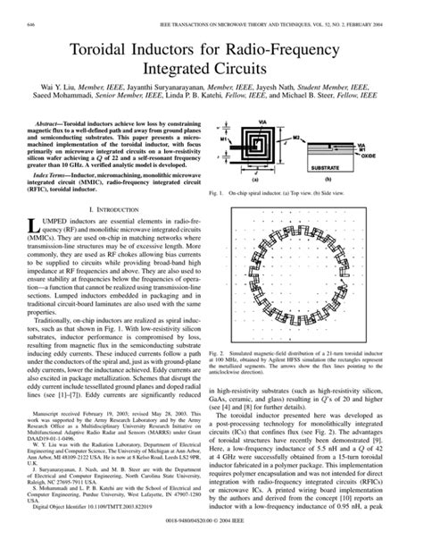 Toroidal Inductors For Radio Frequency Integrated Circuits