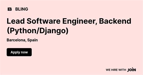 Bling Barcelona Lead Software Engineer Backend Pythondjango