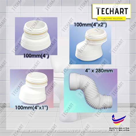 TECHART OFFSET PAN CONNECTOR For WC TOILET STRAIGHT 1 INCH 2 INCH WC FLEXIBLE CONNECTOR