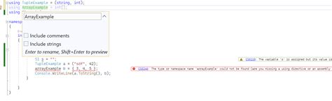 Rename Does Not Work With Alias To Any Type For Tuples And Arrays · Issue 67640 · Dotnet
