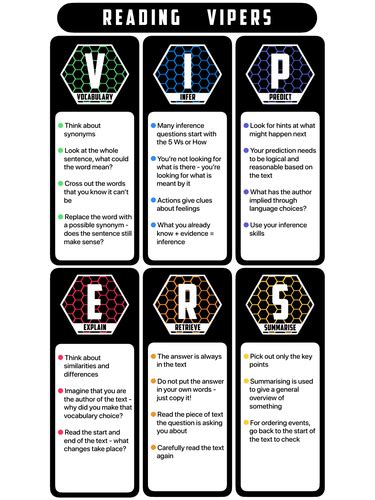 Reading Vipers Skills Sheet Teaching Resources