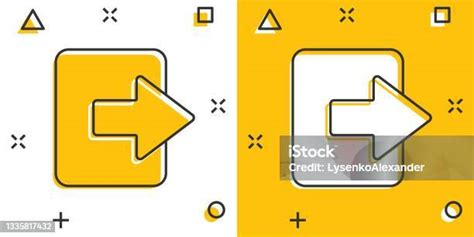 코믹 스타일의 벡터 만화 입구 문 아이콘 출구 문 개념 일러스트 그림 그림 출입구 입구 사업 스플래시 효과 개념 가까이 옴에
