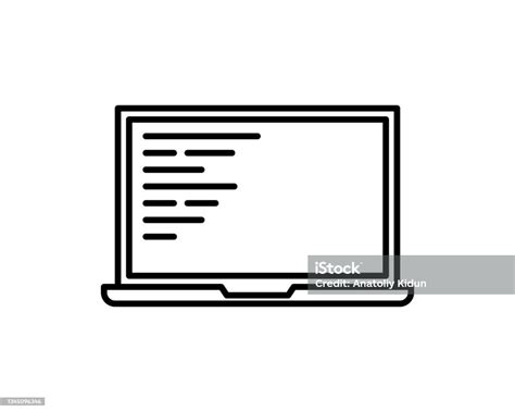 흰색 배경에 격리 된 랩톱 화면에서 벡터 아이콘을 코딩합니다 프로그래밍 기호입니다 코드 기호입니다 경제에 대한 스톡 벡터 아트 및 기타 이미지 Istock