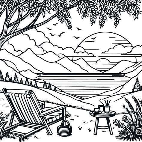 Beautiful Scenery Images Drawing With Colouring Pages