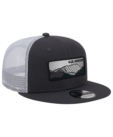 New Era Mens Black White Usmnt Outdoor Trucker 9fifty Snapback Hat In