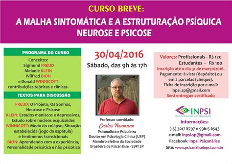 Curso Breve Teoria E Técnica Psicanalítica Inpsi Instituto