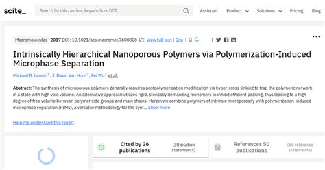 Citation Report Intrinsically Hierarchical Nanoporous Polymers Via