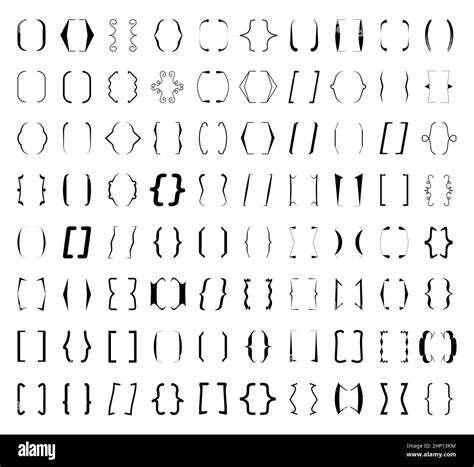 Curly Brace Set Vector Text Brackets Collection For Messages Quotas Oval Square Retro
