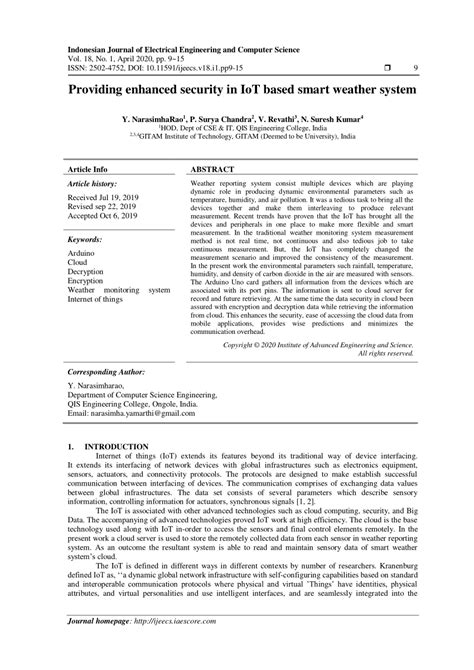 Pdf Providing Enhanced Security In Iot Based Smart Weather System