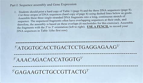 Solved Part I Sequence Assembly And Gene Expressionbabes Chegg Com