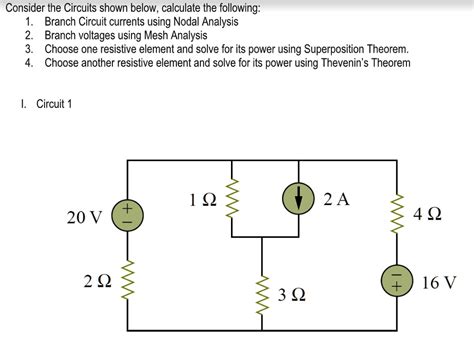 SOLVED Consider The Circuits Shown Below Calculate The Following Branch Circuit Currents